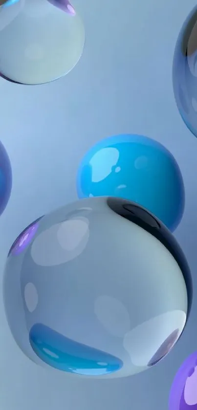 3D Bubbles Blue Aesthetic Display - free download