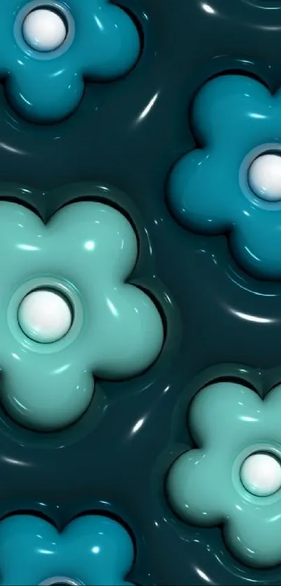 3D Floral Teal Mobile Wallpaper - free download