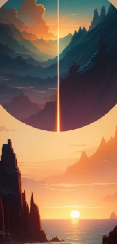Abstract Mountain Sunset Art - free download