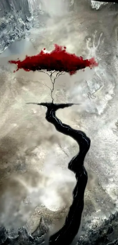 Abstract Red Tree Landscape - free download