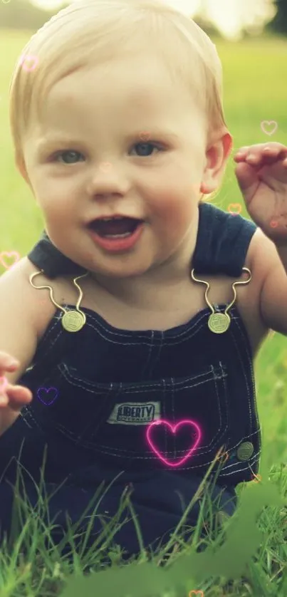 Adorable Baby in Green Field - free download