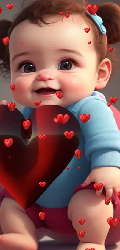 Adorable Baby with Heart - free download