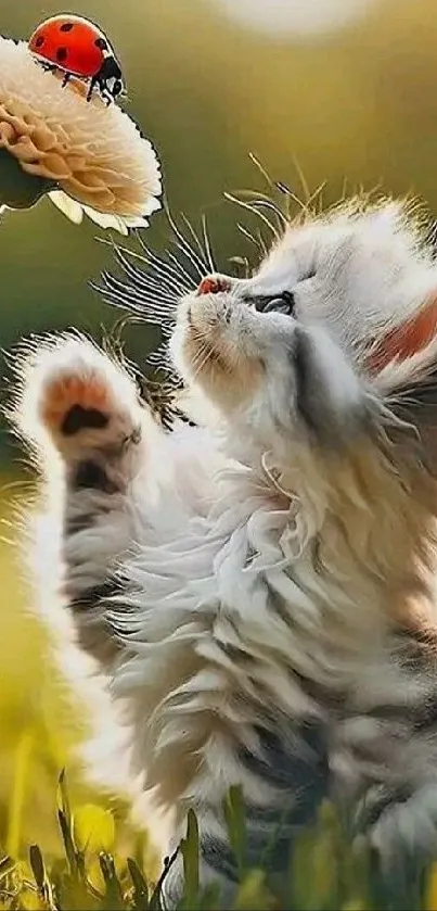 Adorable Kitten with Ladybug - free download
