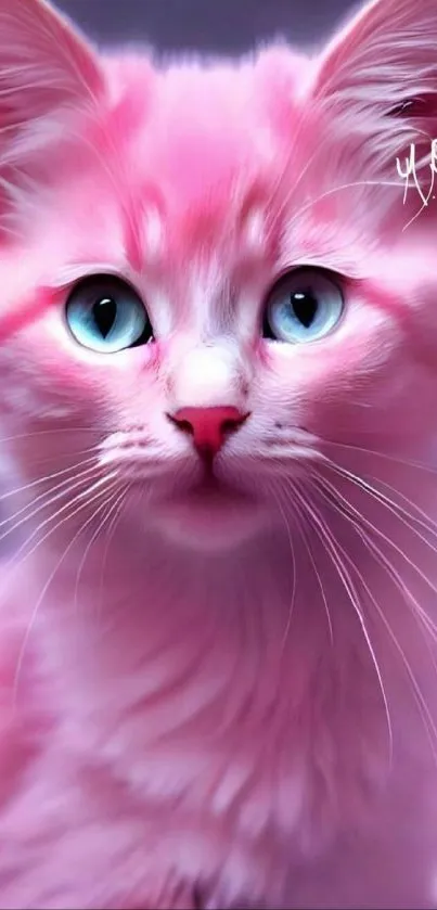 Adorable Pink Cat Wallpaper - free download