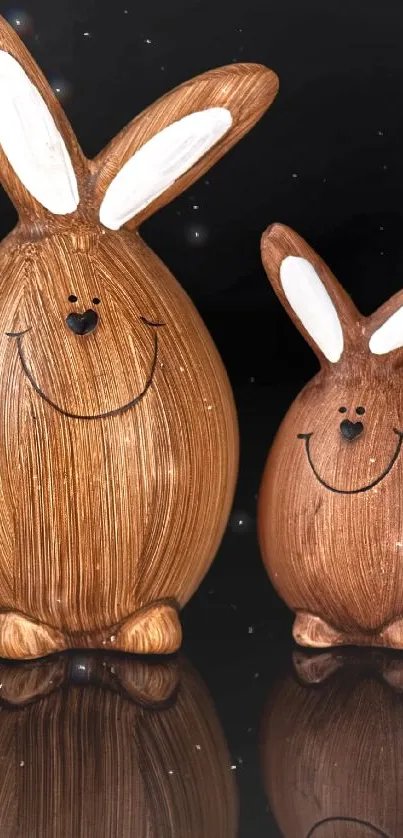 Adorable Wooden Bunny Duo - free download