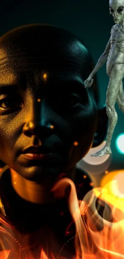 Alien and Human Night Portrait - free download