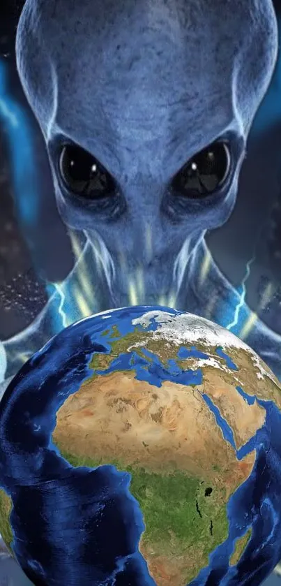 Alien Holding Earth Wallpaper - free download