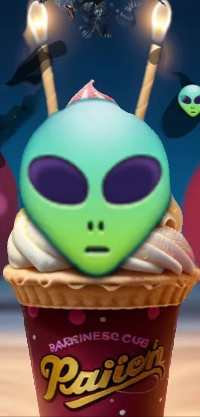 Alien Ice Cream Fantasy Wallpaper - free download
