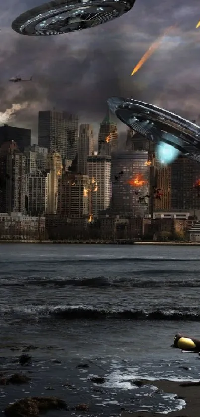 Alien Invasion Cityscape Wallpaper - free download