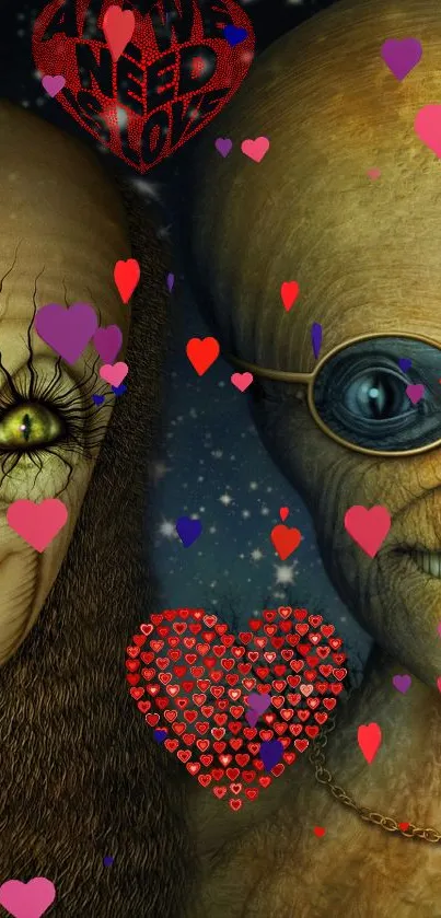 Alien Love Heart Art Wallpaper - free download