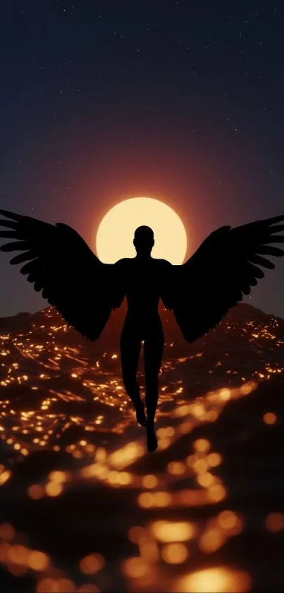 Angel Silhouette at Sunset - free download