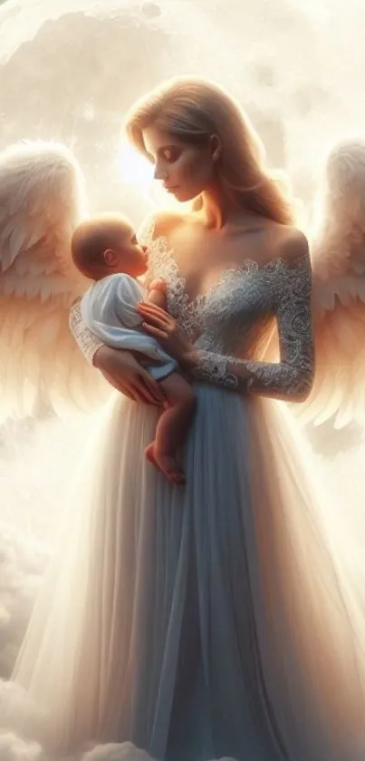 Angelic Embrace Mobile Wallpaper - free download