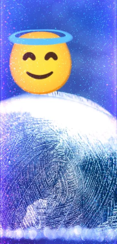Angelic Emoji on Icy Background - free download