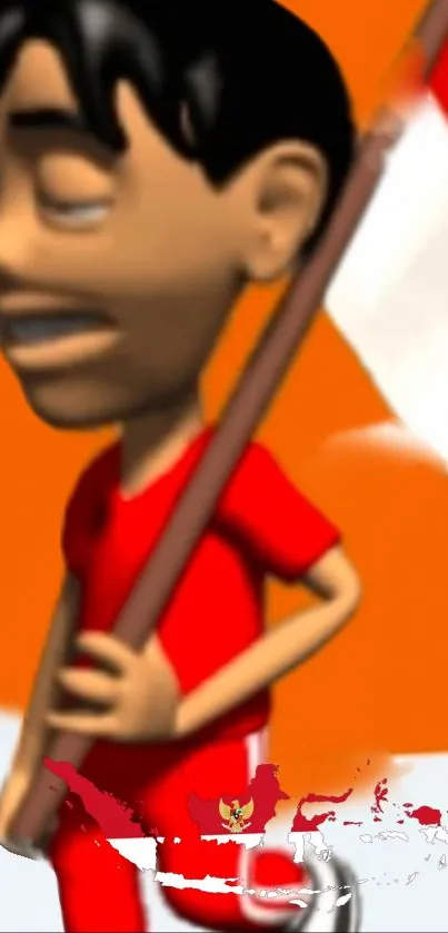 Animated Character with Flag - free download