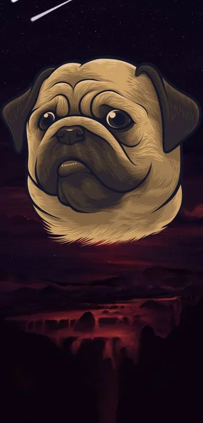 Animated Pug Cosmic Landscape - free download