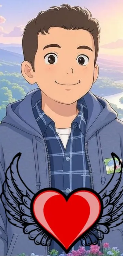 Anime Boy Heart Wallpaper - free download