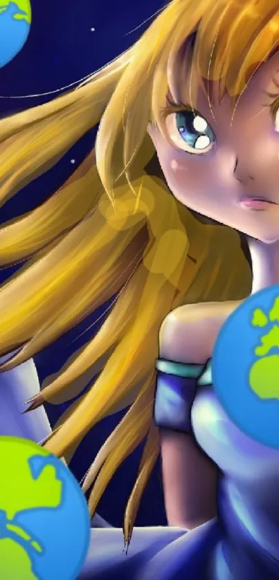 Anime Girl Earth Wallpaper - free download
