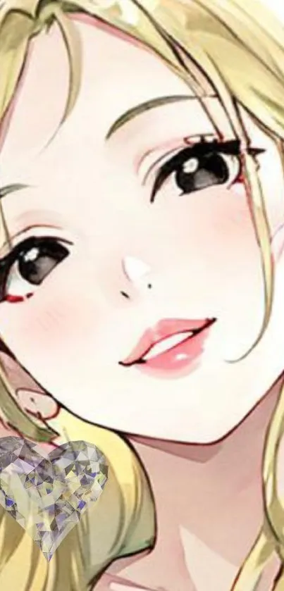 Anime Girl with Diamond Heart - free download