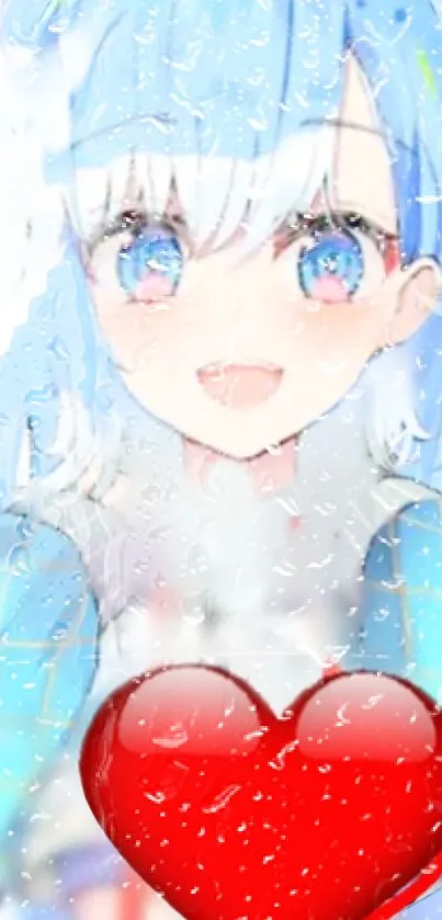 Anime Girl with Heart Wallpaper - free download