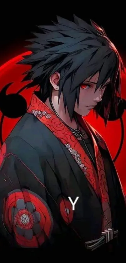 Anime Samurai in Red Glow - free download