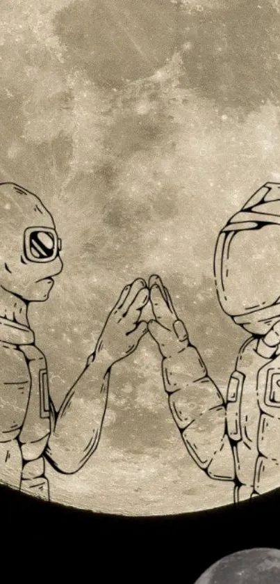 Astronaut and Alien Touch Wallpaper - free download