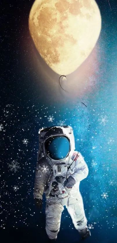 Astronaut and Moon Balloon Art - free download