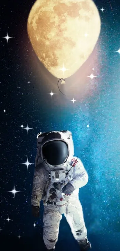 Astronaut Moon Balloon Wallpaper - free download