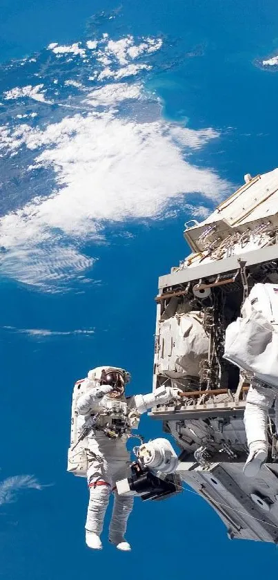 Astronauts in Space Station View - free download