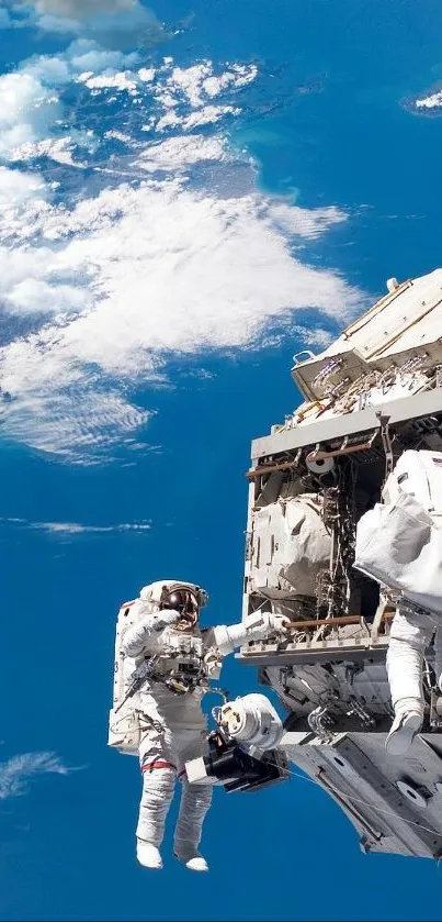 Astronauts on Spacewalk Wallpaper - free download