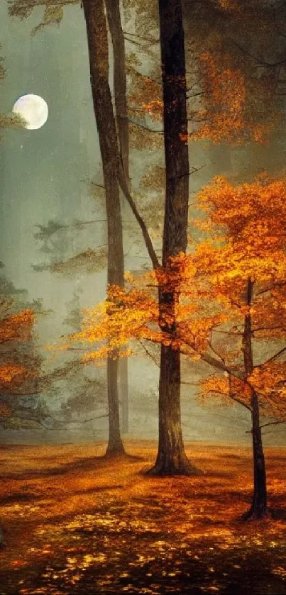 Autumn Forest Nightscape Wallpaper - free download