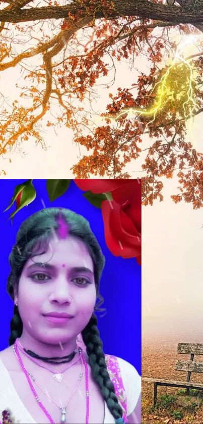 Autumn Portrait with Lightning - free download