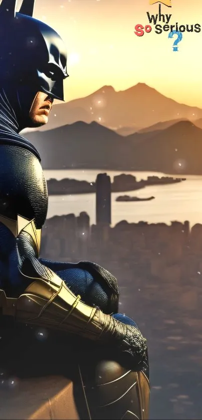 Batman Overlooking Gotham Sunset - free download