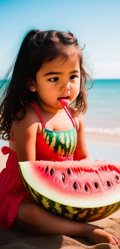 Beach Scene with Watermelon - free download