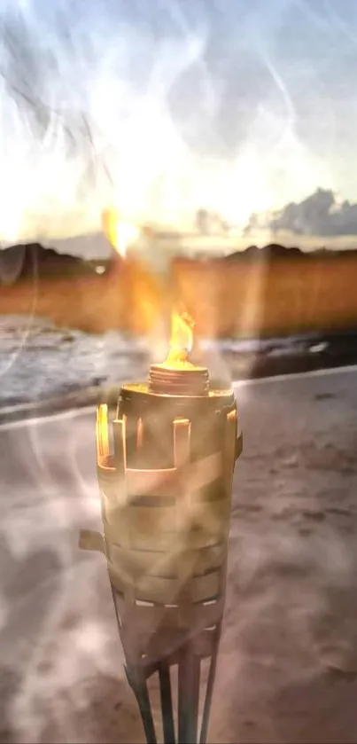 Beachside Torch at Sunset - free download