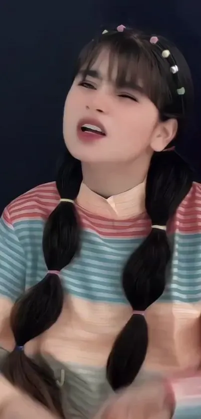 Black Hair Pink Happiness Live Wallpaper - free download