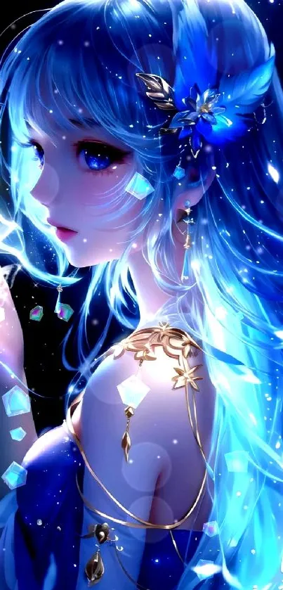 Blue Fantasy Girl Wallpaper - free download