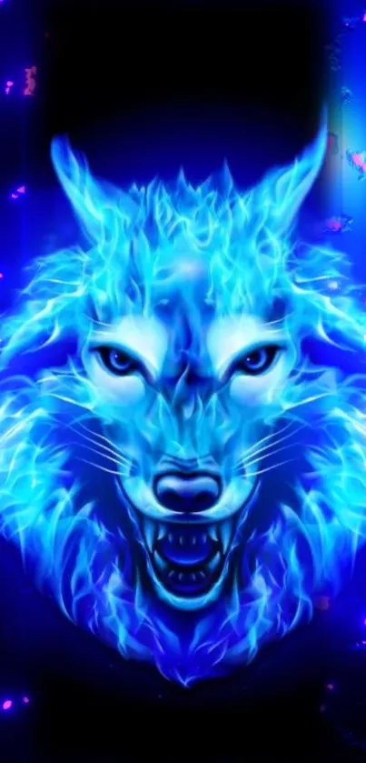 Blue Fiery Wolf Wallpaper - free download