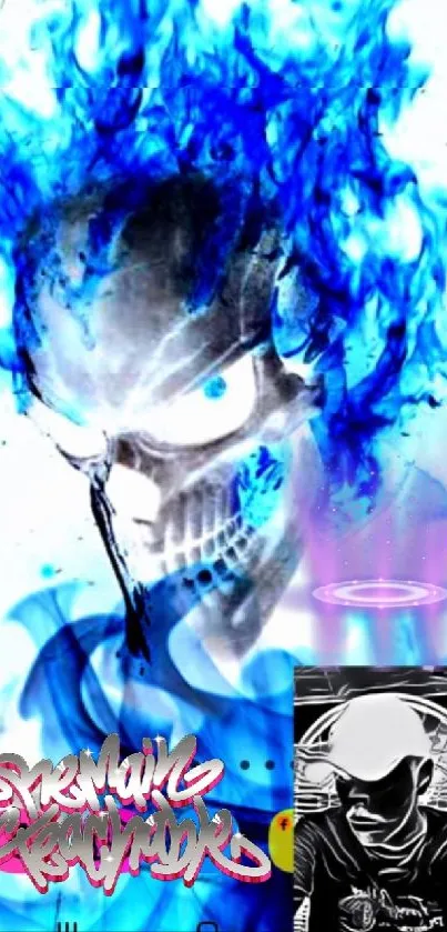 Blue Fire Skull Wallpaper - free download