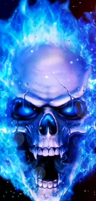 Blue Flame Skull Wallpaper - free download