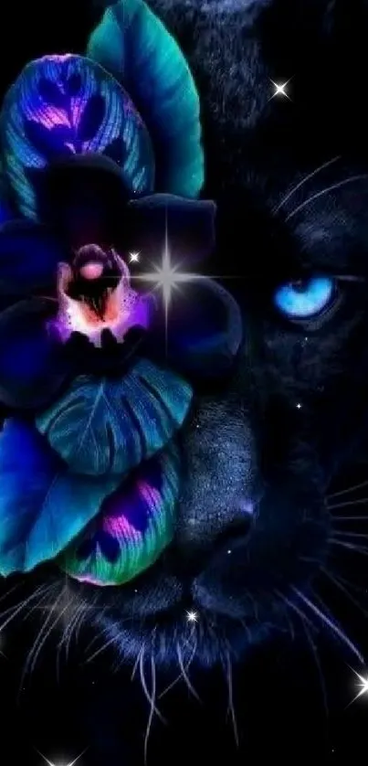 Blue Panther Floral Wallpaper - free download