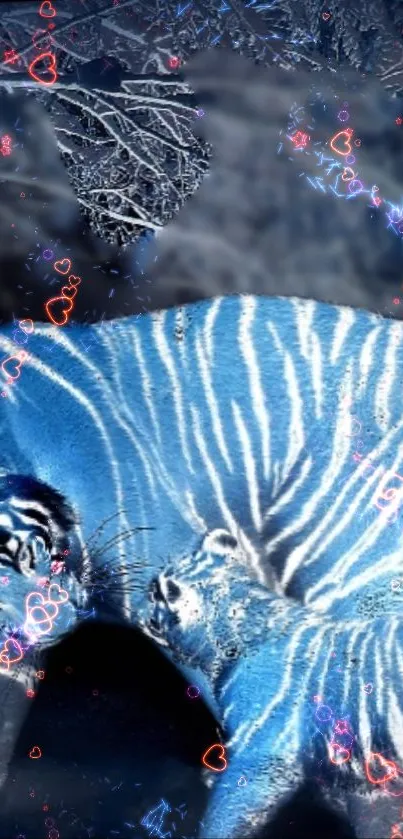Blue Tiger Winter Fantasy Art - free download