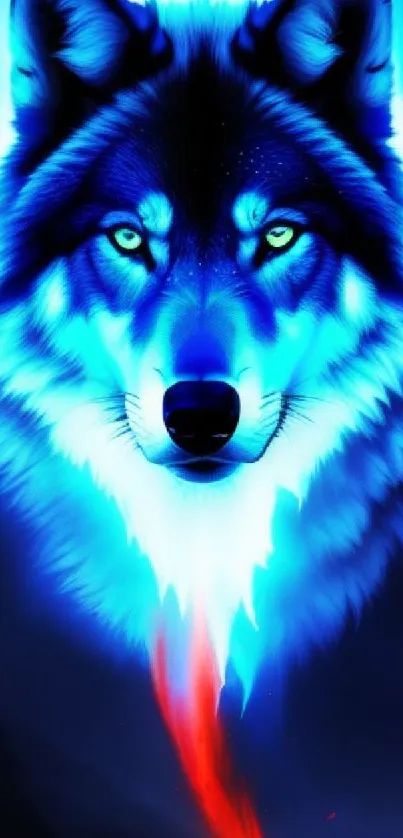 Blue Wolf Neon Art Wallpaper - free download