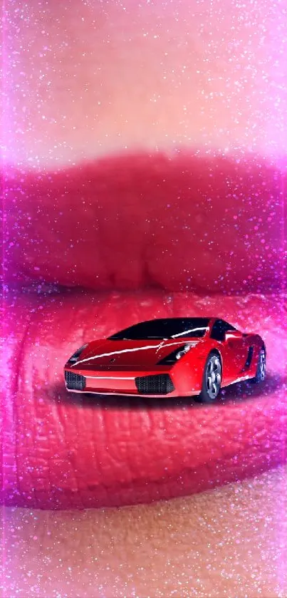 Bold Red Lips with Car - free download