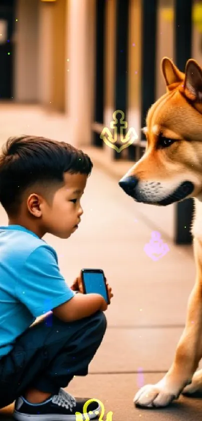 Boy and Dog Friendship Wallpaper - free download