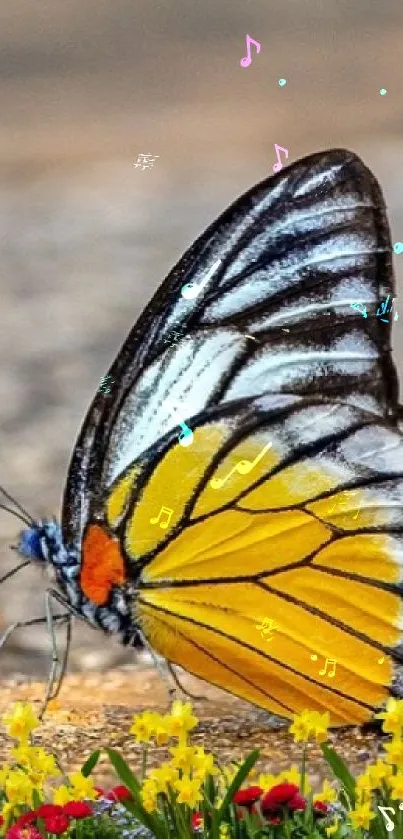 Butterfly on Floral Pathway - free download