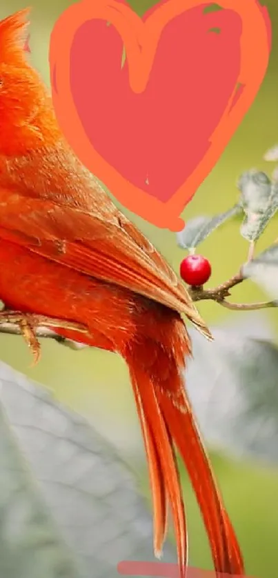 Cardinal Bird with Heart Art - free download