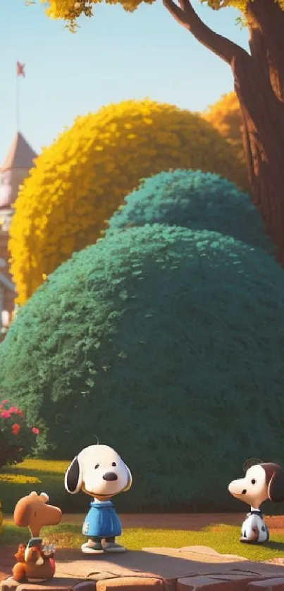 Cartoon Garden Scene Wallpaper - free download