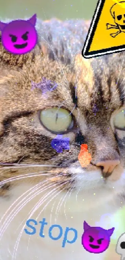 Cat Warning Mobile Wallpaper - free download