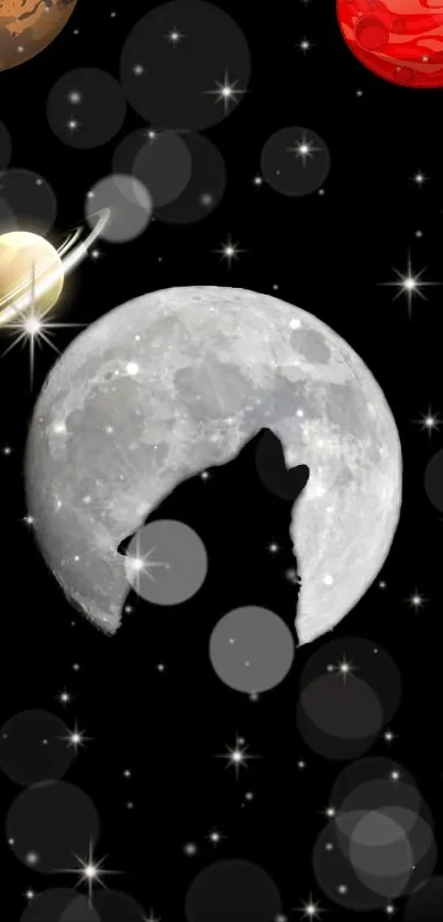 Celestial Wolf Moon Wallpaper - free download