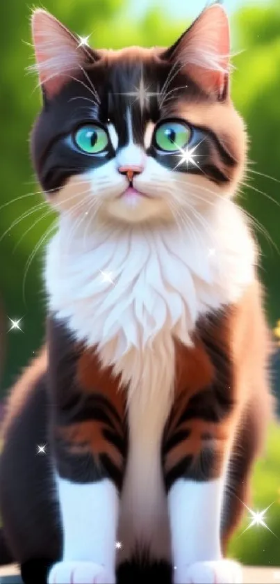 Charming Cat with Sunflowers - free download